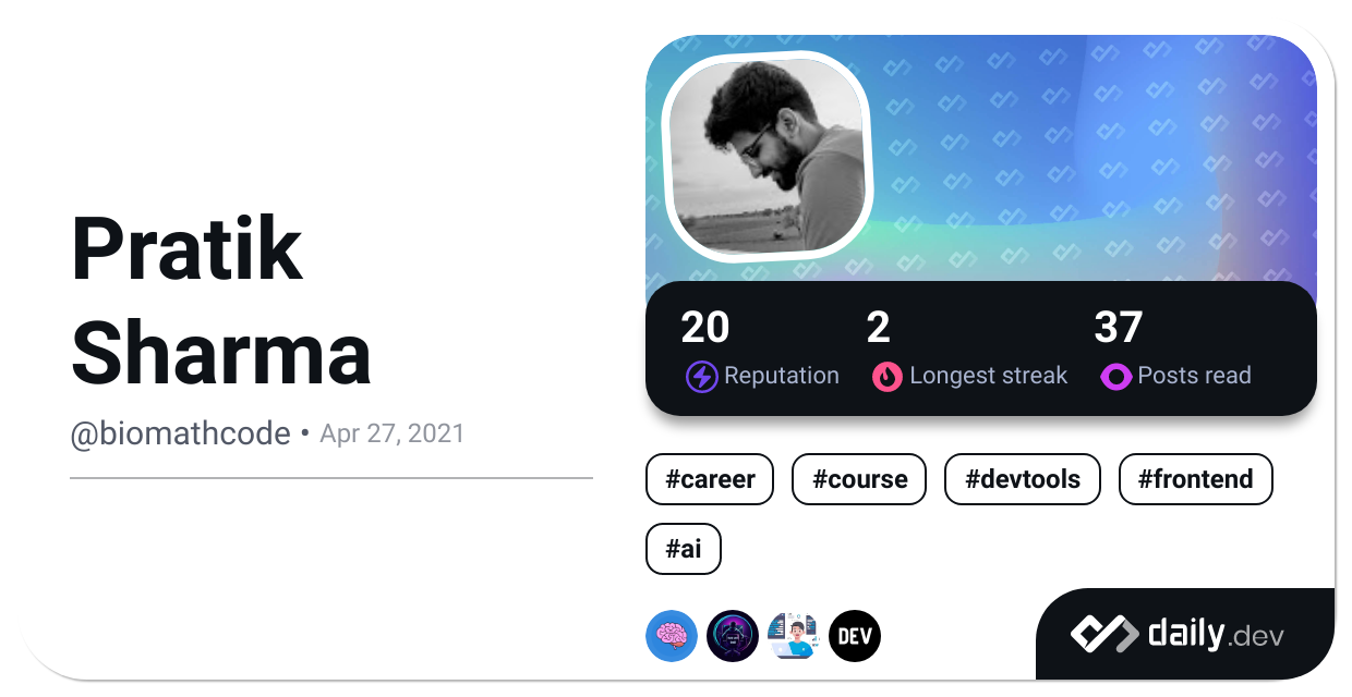 Recent posts by Pratik Sharma (@biomathcode) | daily.dev