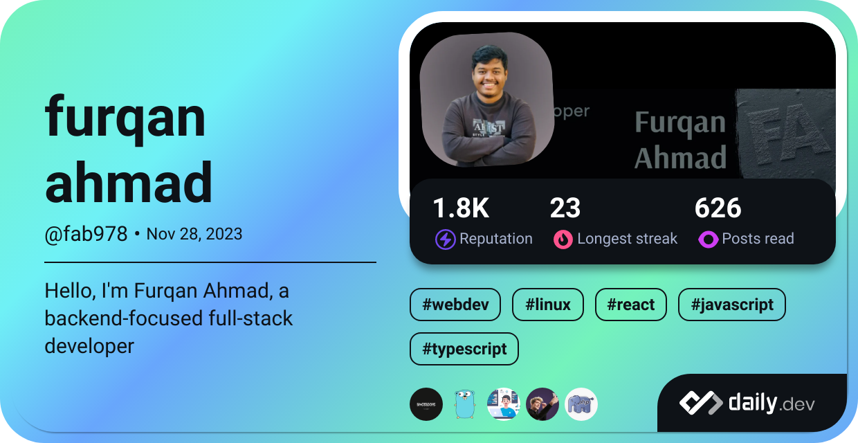 Recent posts by furqan ahmad (@fab978) | daily.dev