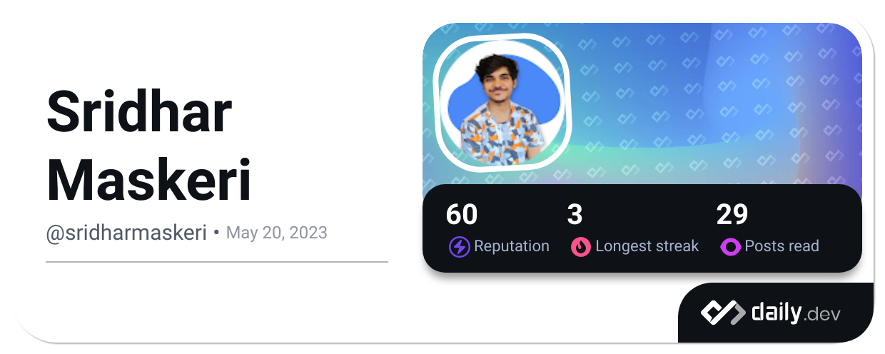 Sridhar Maskeri (@sridharmaskeri) | daily.dev