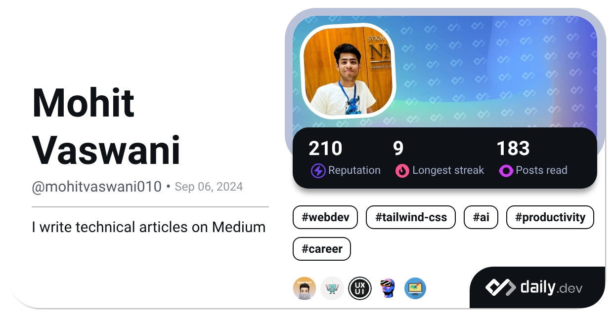 Recent posts by Mohit Vaswani (@mohitvaswani010) | daily.dev