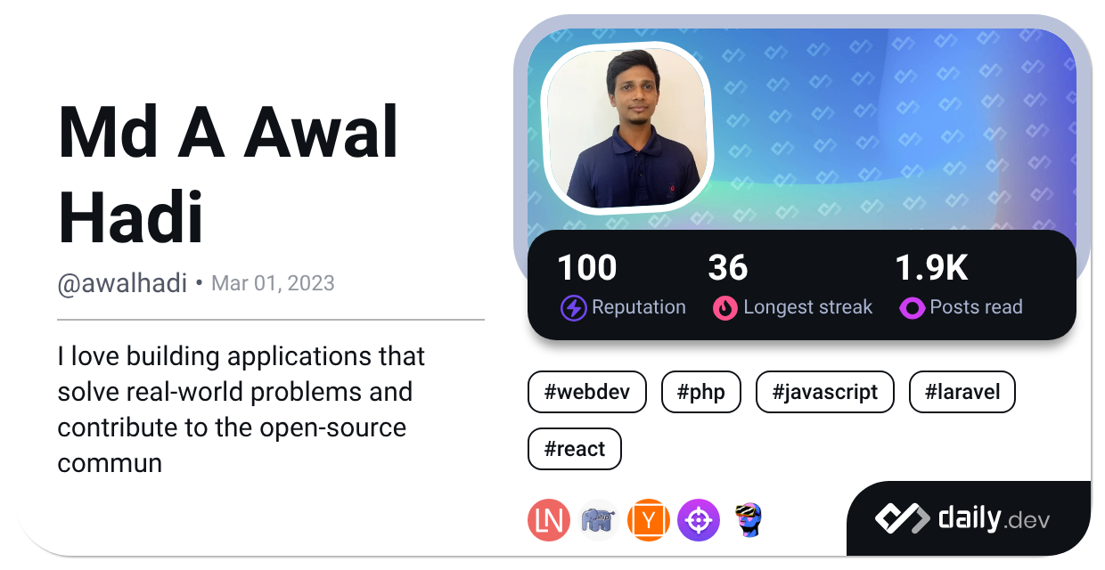 Md A Awal Hadi (@awalhadi) | daily.dev