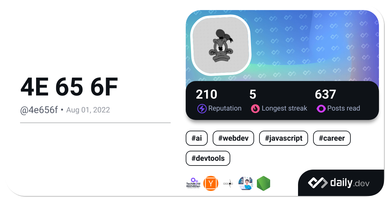 4E 65 6F (@4e656f) | daily.dev