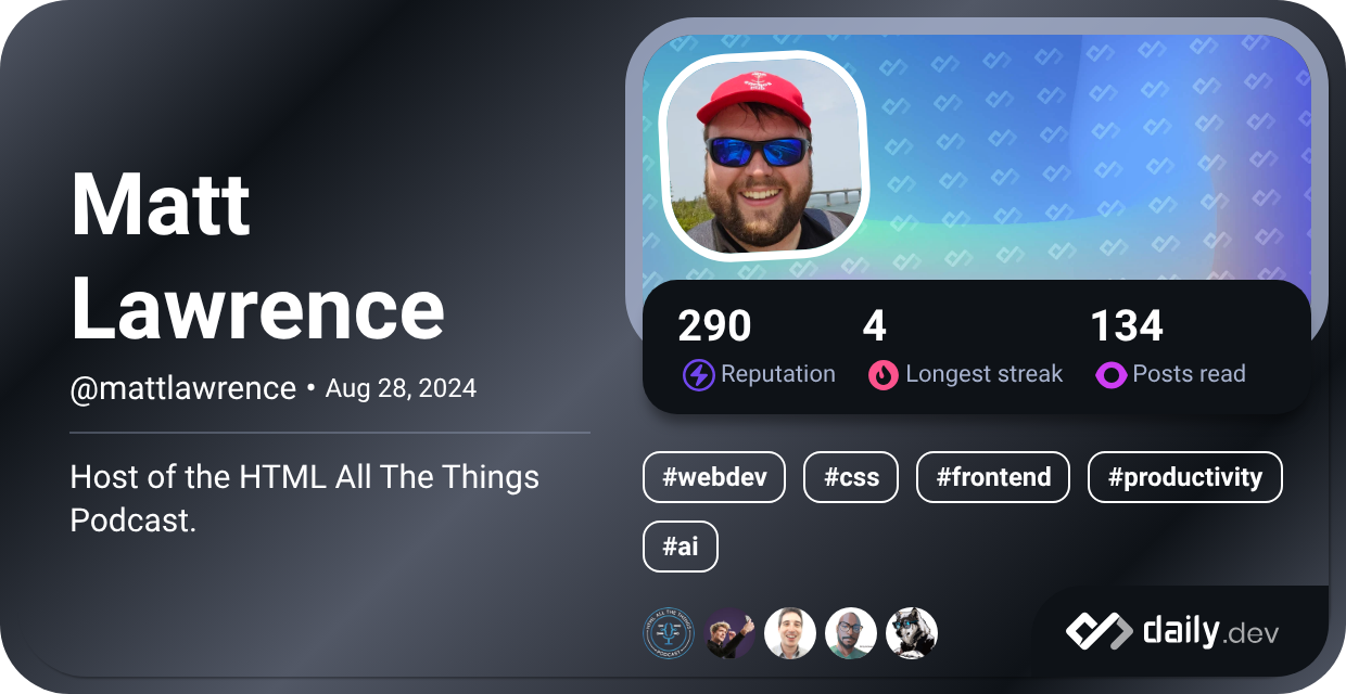 Matt Lawrence (@mattlawrence) | daily.dev