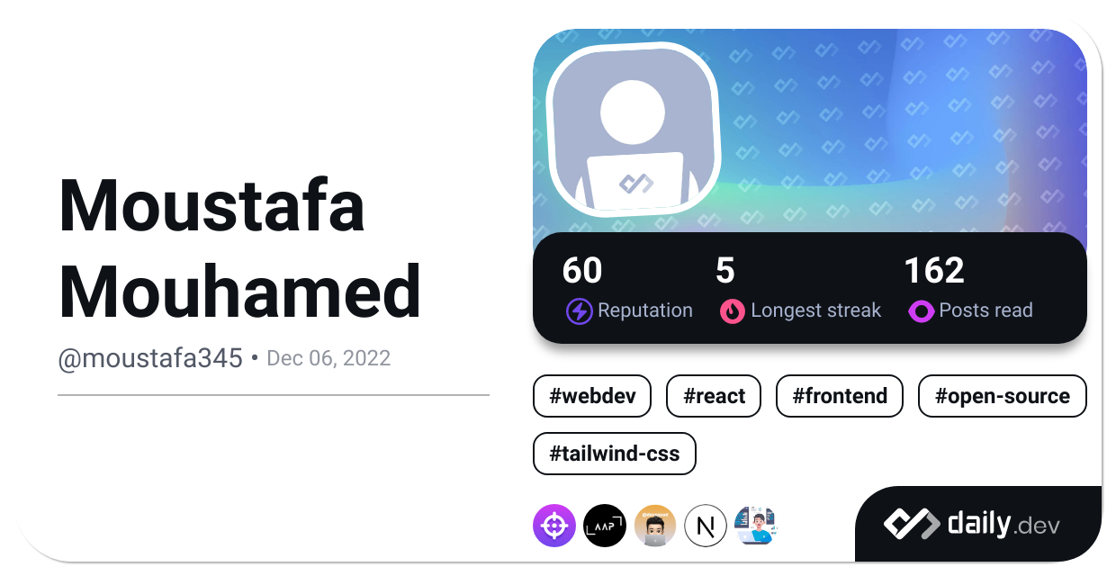 Moustafa Mouhamed (@moustafa345) | daily.dev
