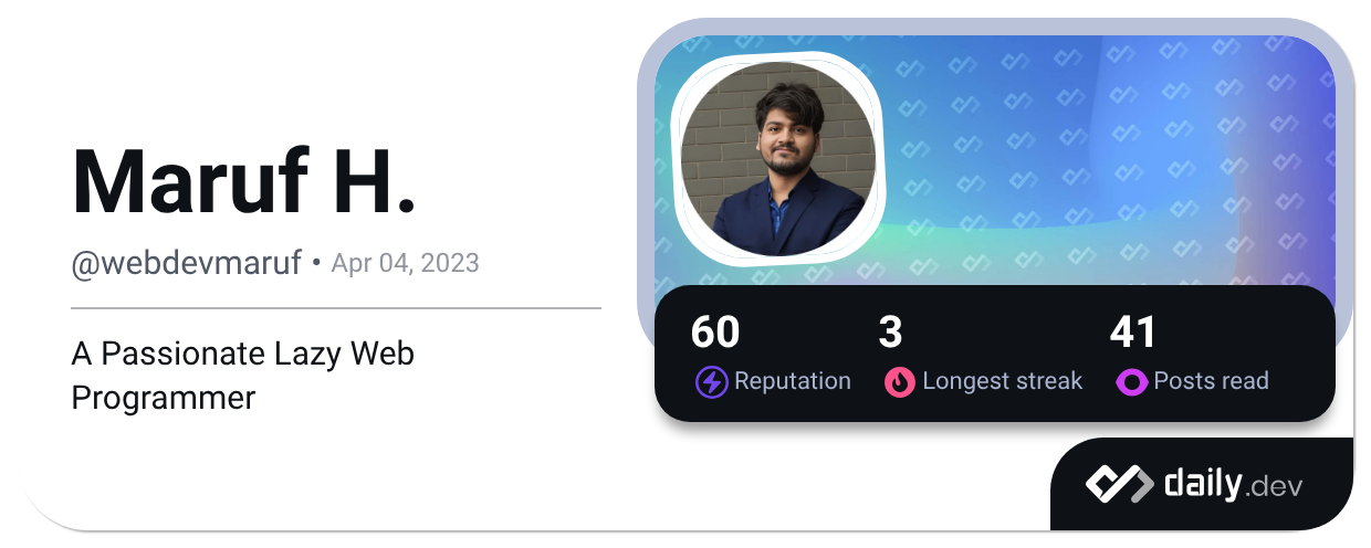 Maruf H. (@webdevmaruf) | daily.dev