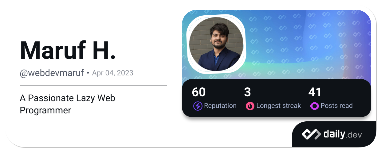 Recent posts by Maruf H. (@webdevmaruf) | daily.dev
