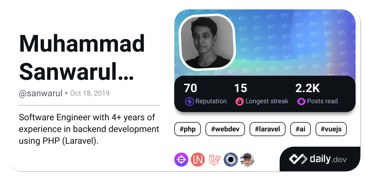 Muhammad Sanwarul Islam (@sanwarul) | daily.dev