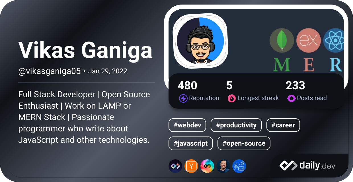 Vikas Ganiga (@vikasganiga05) | daily.dev