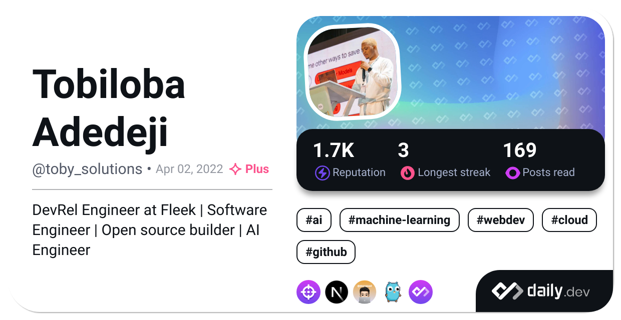 Recent posts by Tobiloba Adedeji (@toby_solutions) | daily.dev