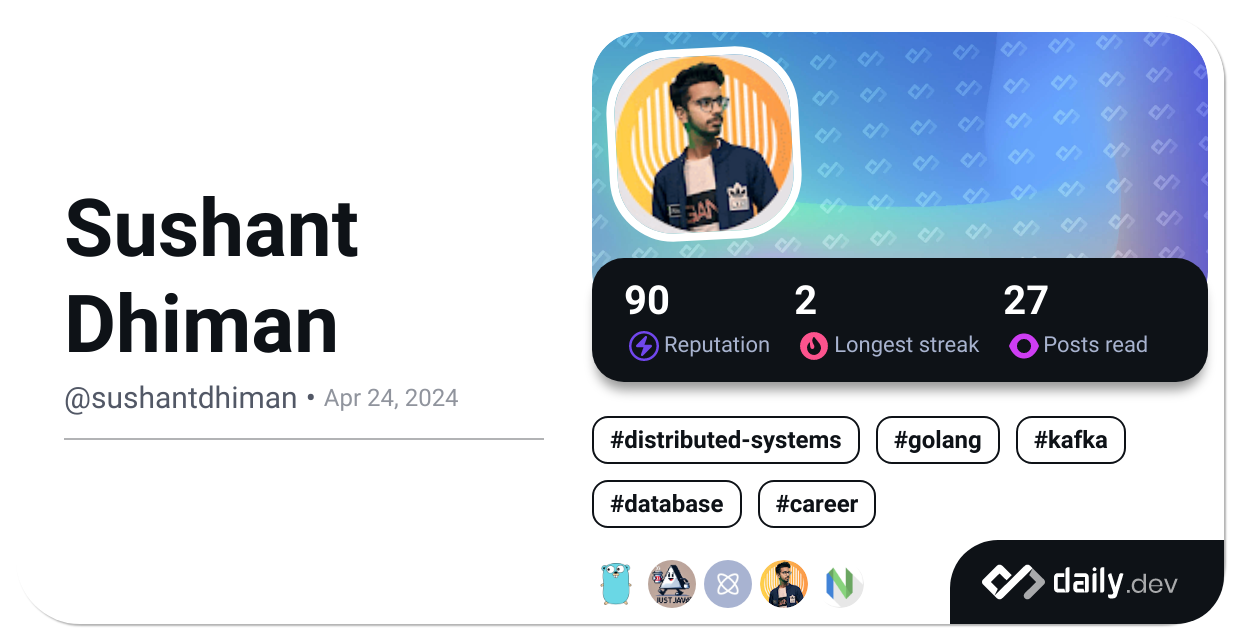 Sushant Dhiman (@sushantdhiman) | daily.dev