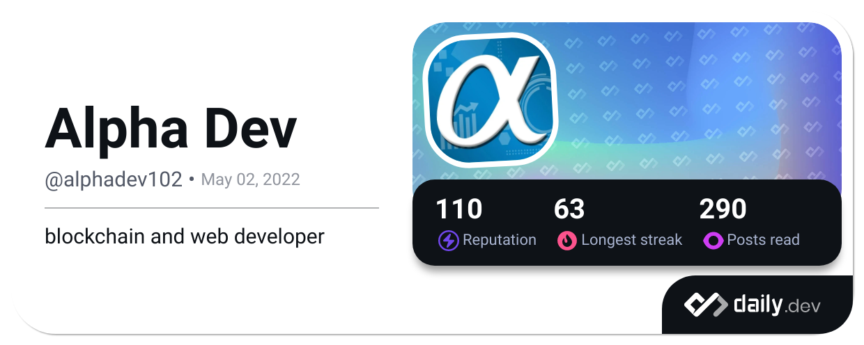Alpha Dev (@alphadev102) | daily.dev