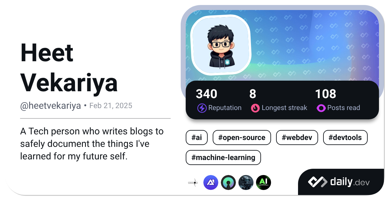 Heet Vekariya (@heetvekariya) | daily.dev