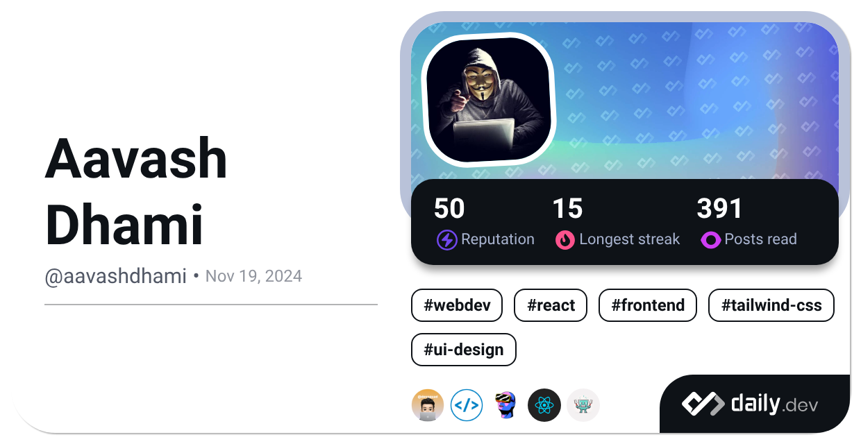 Aavash Dhami (@aavashdhami) | daily.dev