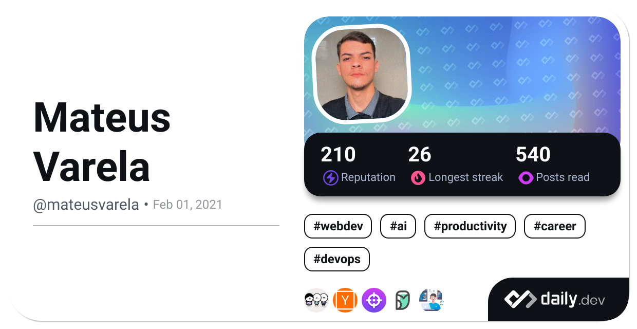 Mateus Varela (@mateusvarela) | daily.dev