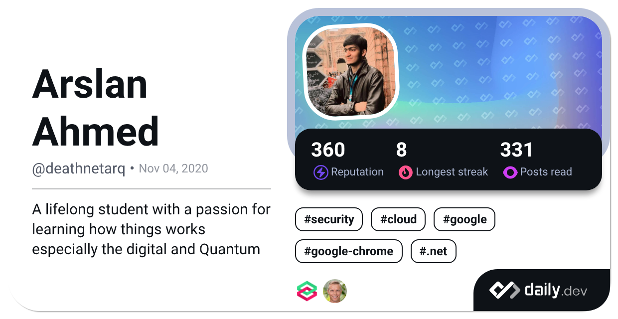 Arslan Ahmed (@deathnetarq) | daily.dev