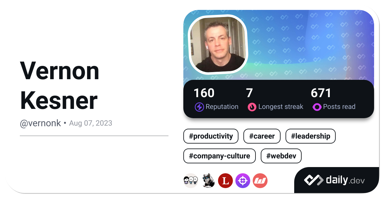 Vernon Kesner (@vernonk) | daily.dev