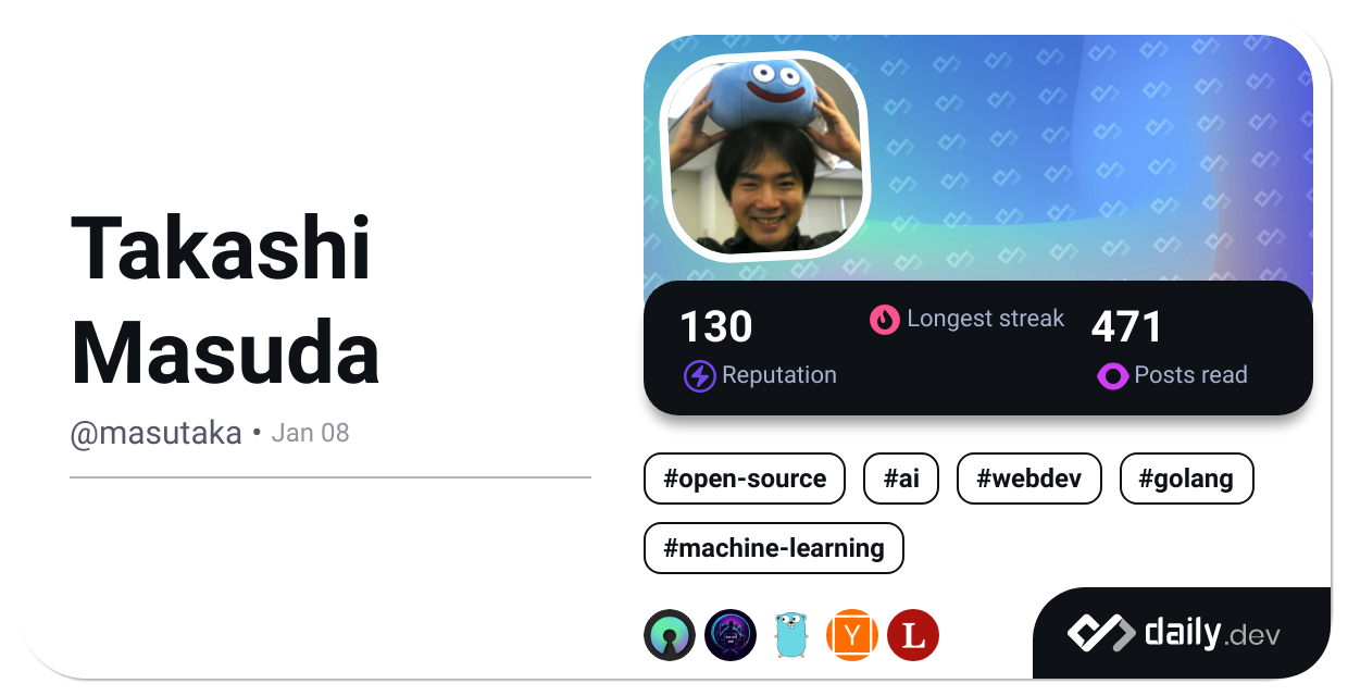 Takashi Masuda (@masutaka) | daily.dev