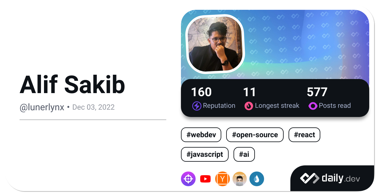 Alif Sakib (@lunerlynx) | daily.dev