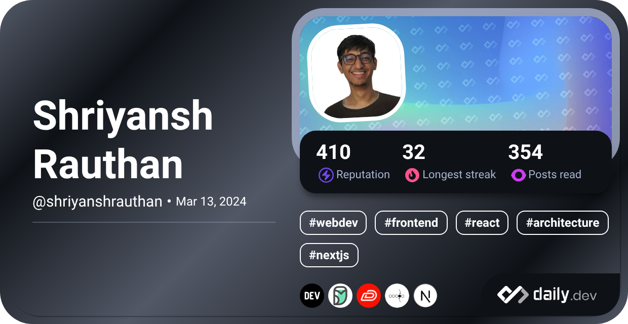 Shriyansh Rauthan (@shriyanshrauthan) | daily.dev