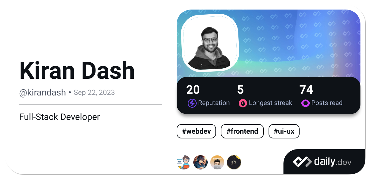 Recent posts by Kiran Dash (@kirandash) | daily.dev