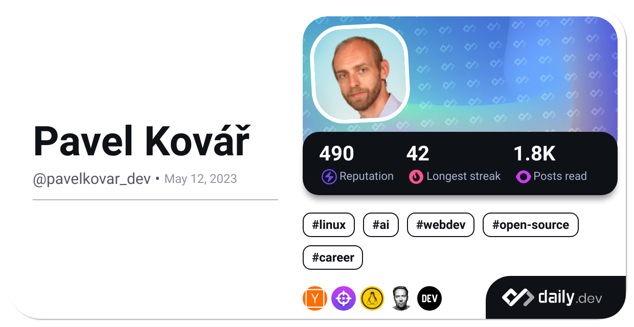 Pavel Kovář (@pavelkovar_dev) | daily.dev