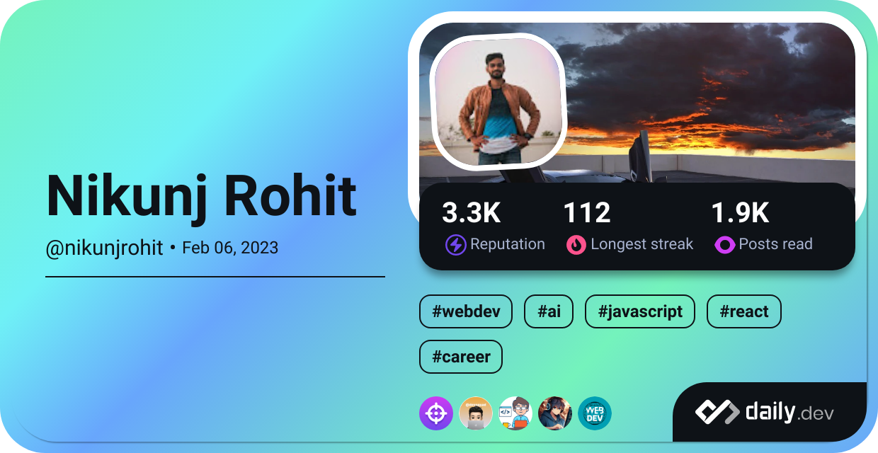 Nikunj Rohit (@nikunjrohit) | daily.dev
