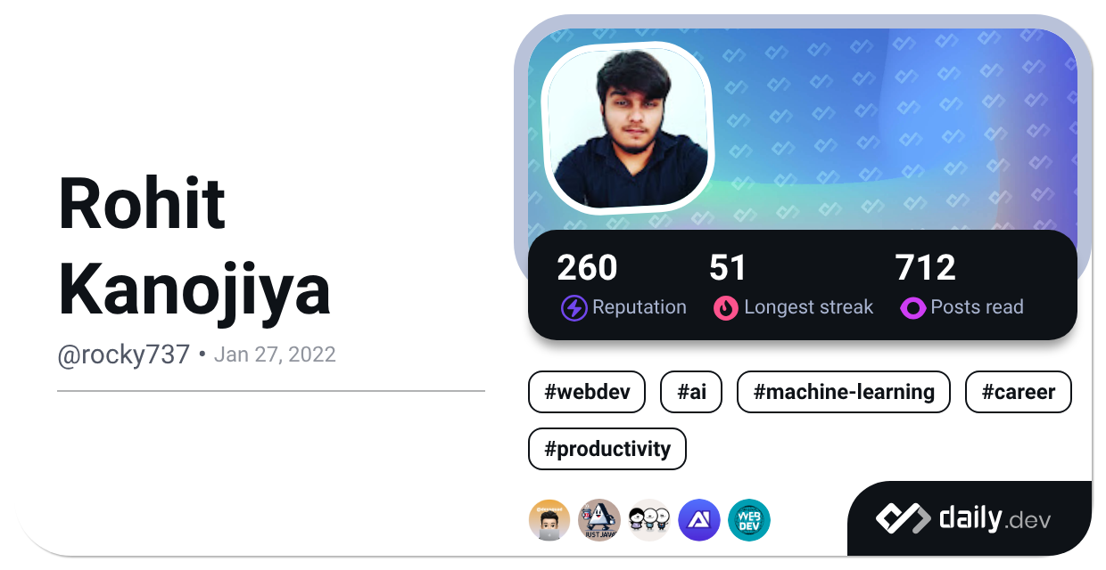 Rohit Kanojiya (@rocky737) | daily.dev