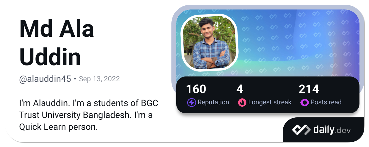 Recent posts by Md Ala Uddin (@alauddin45) | daily.dev