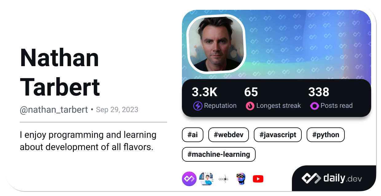 Nathan Tarbert (@nathan_tarbert) | daily.dev