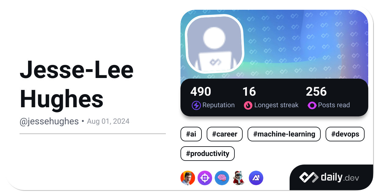 Jesse-Lee Hughes (@jessehughes) | daily.dev