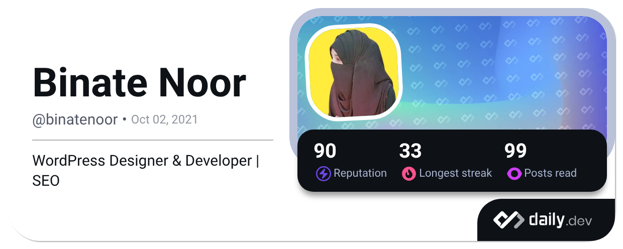 Binate Noor (@binatenoor) | daily.dev