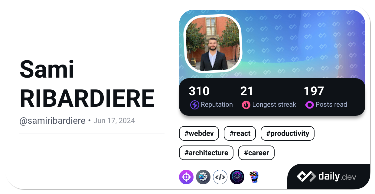Recent posts by Sami RIBARDIERE (@samiribardiere) | daily.dev