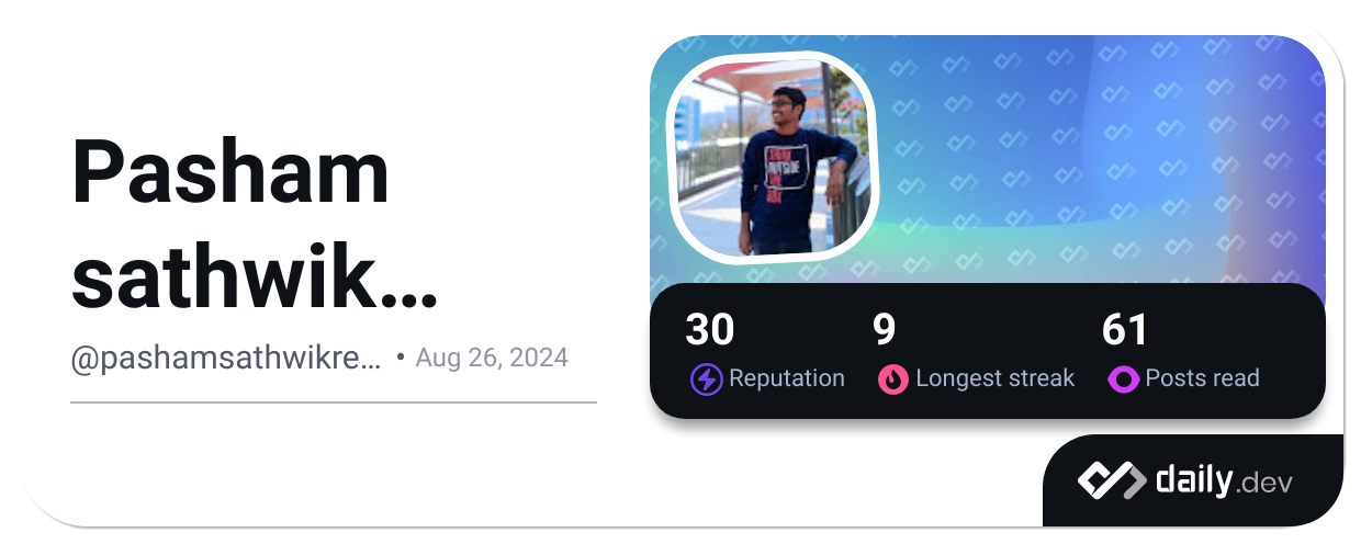 Pasham sathwik reddy (@pashamsathwikreddy) | daily.dev
