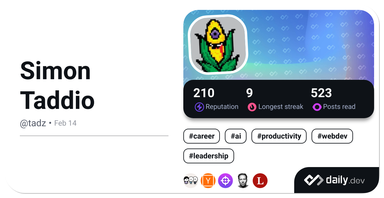 Simon Taddio (@tadz) | daily.dev