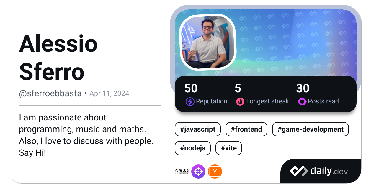Alessio Sferro (@sferroebbasta) | daily.dev