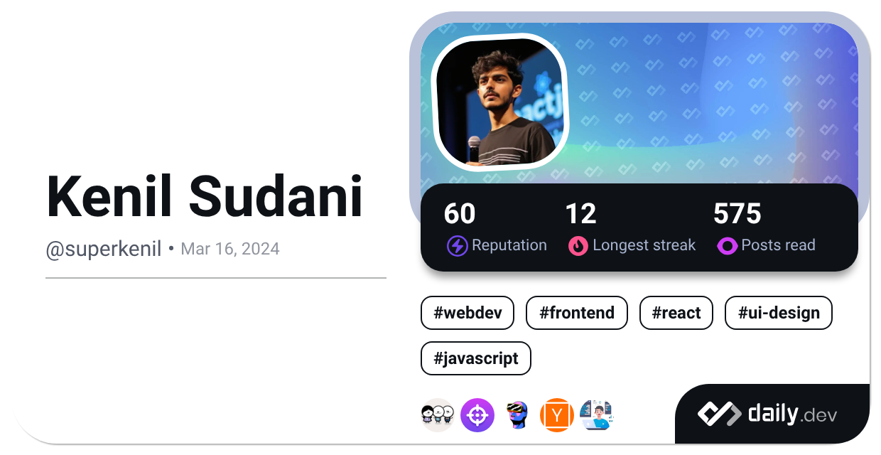 Kenil Sudani (@superkenil) | daily.dev