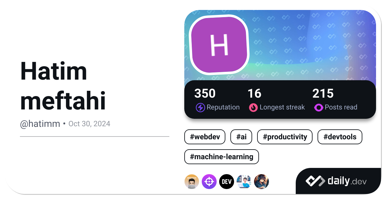 Hatim meftahi (@hatimm) | daily.dev