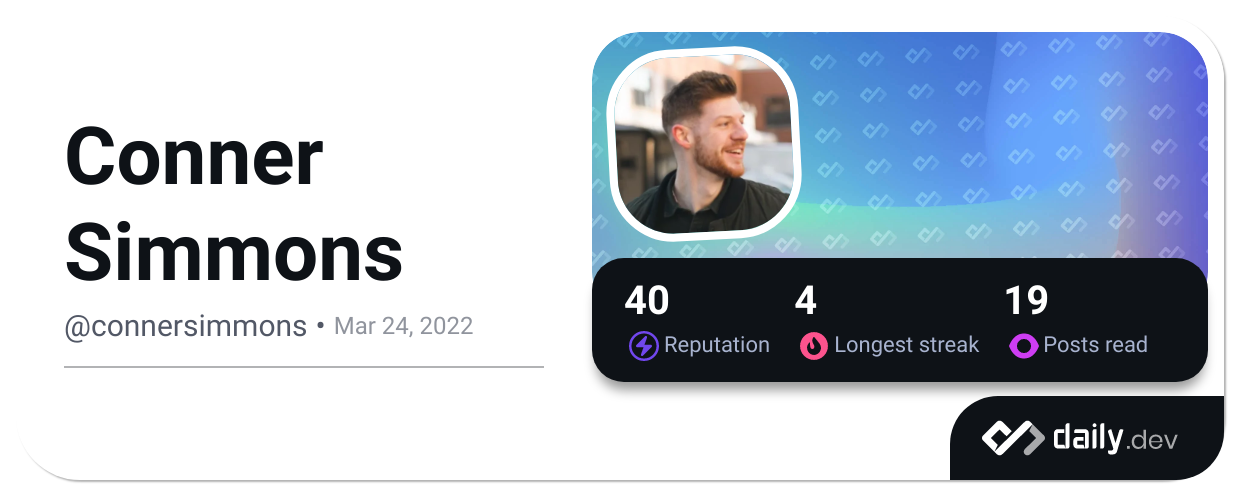 Conner Simmons (@connersimmons) | daily.dev