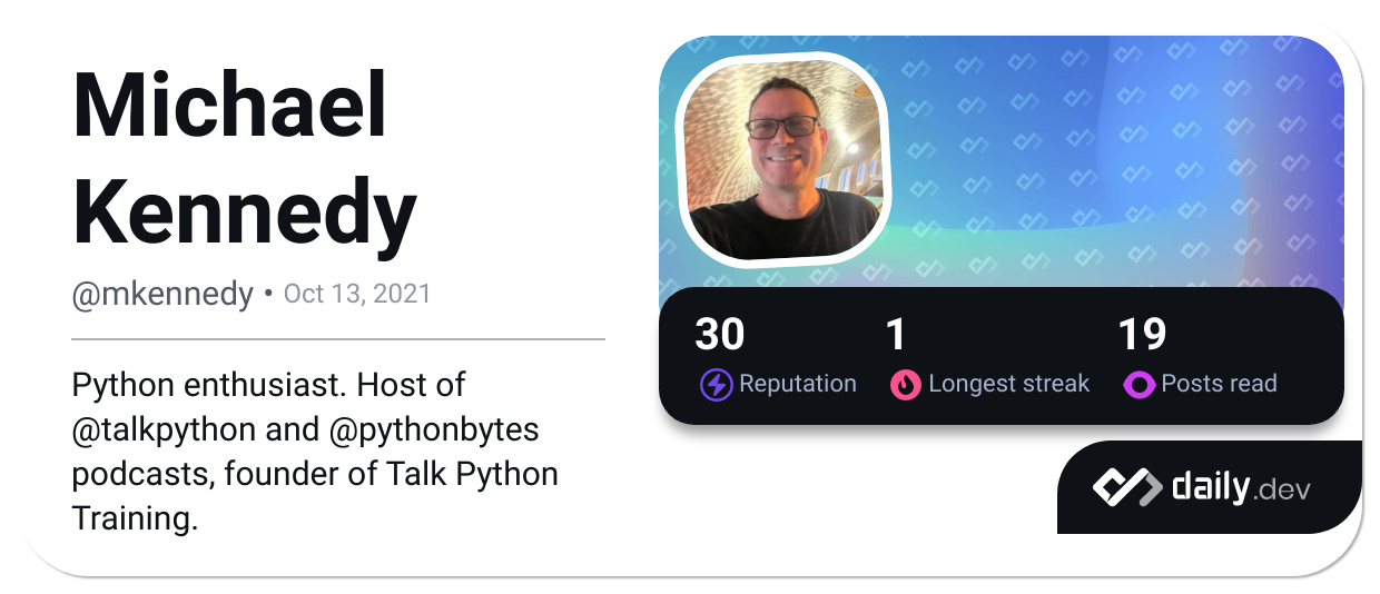 Michael Kennedy (@mkennedy) | daily.dev