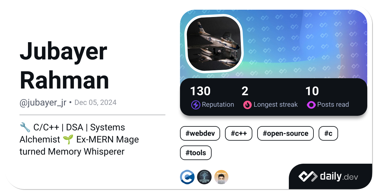 Jubayer Rahman (@jubayer_jr) | daily.dev