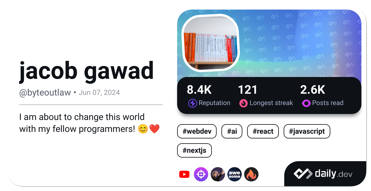 jacob gawad (@byteoutlaw) | daily.dev