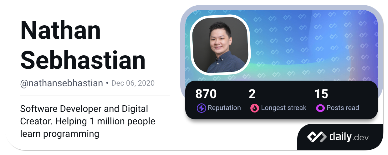 Nathan Sebhastian (@nathansebhastian) | daily.dev