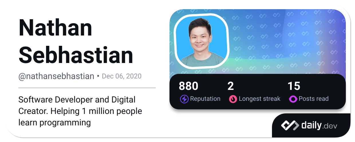 Nathan Sebhastian (@nathansebhastian) | daily.dev