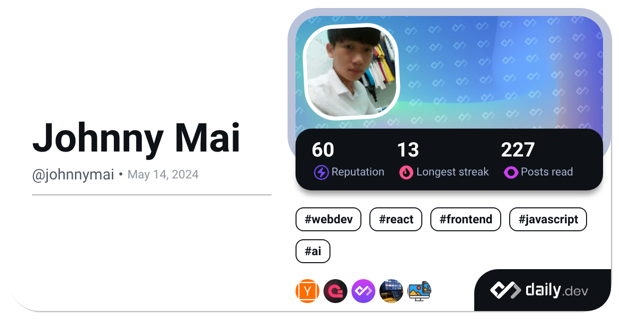 Recent posts by Johnny Mai (@johnnymai) | daily.dev