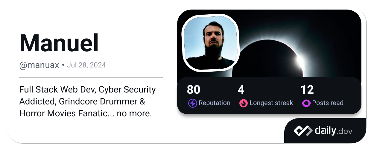Recent posts by Manuel (@manuax) | daily.dev
