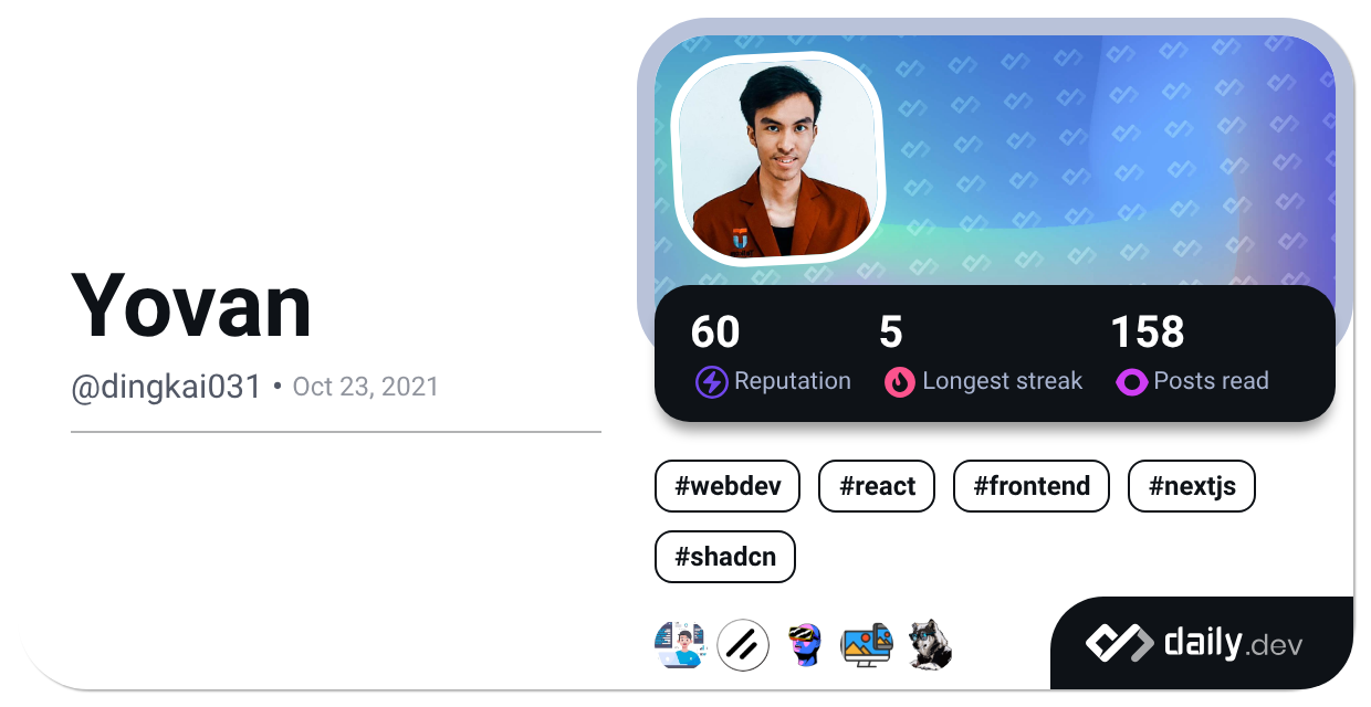 Yovan (@dingkai031) | daily.dev