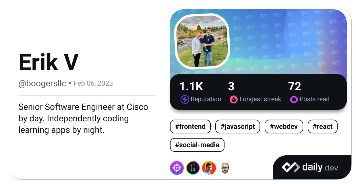 Erik V (@boogersllc) | daily.dev