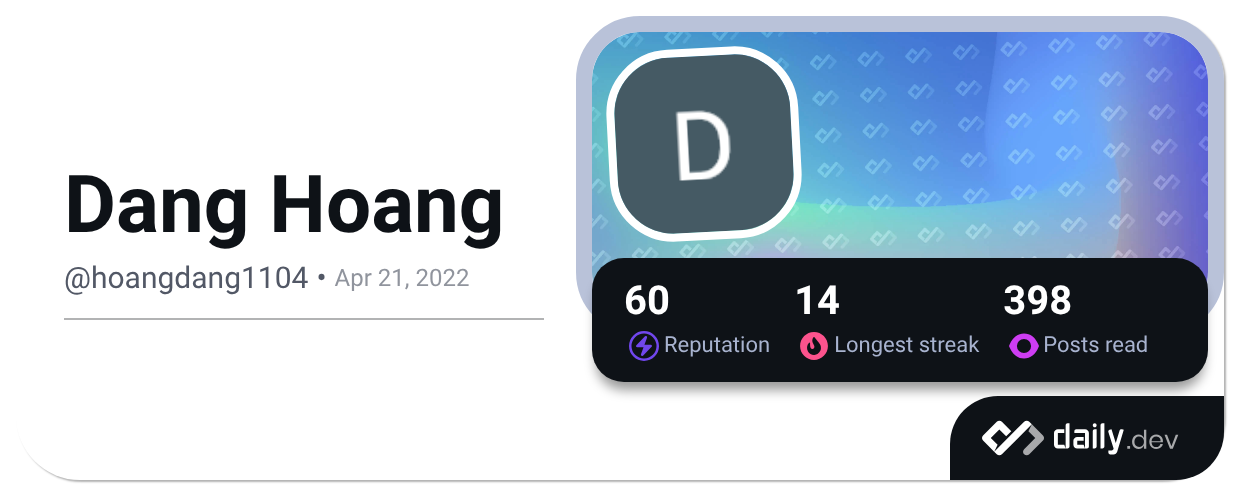 Dang Hoang (@hoangdang1104) | daily.dev