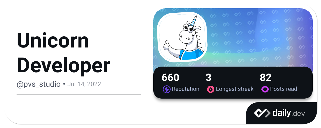 Unicorn Developer (@pvs_studio) | daily.dev