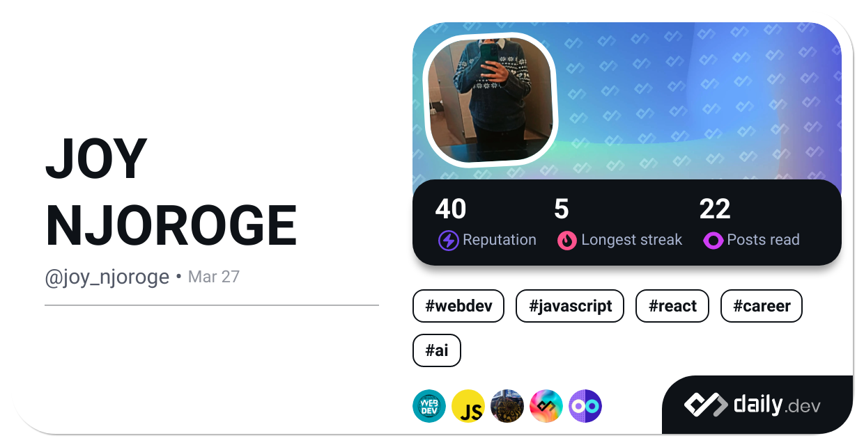 JOY NJOROGE (@joy_njoroge) | daily.dev
